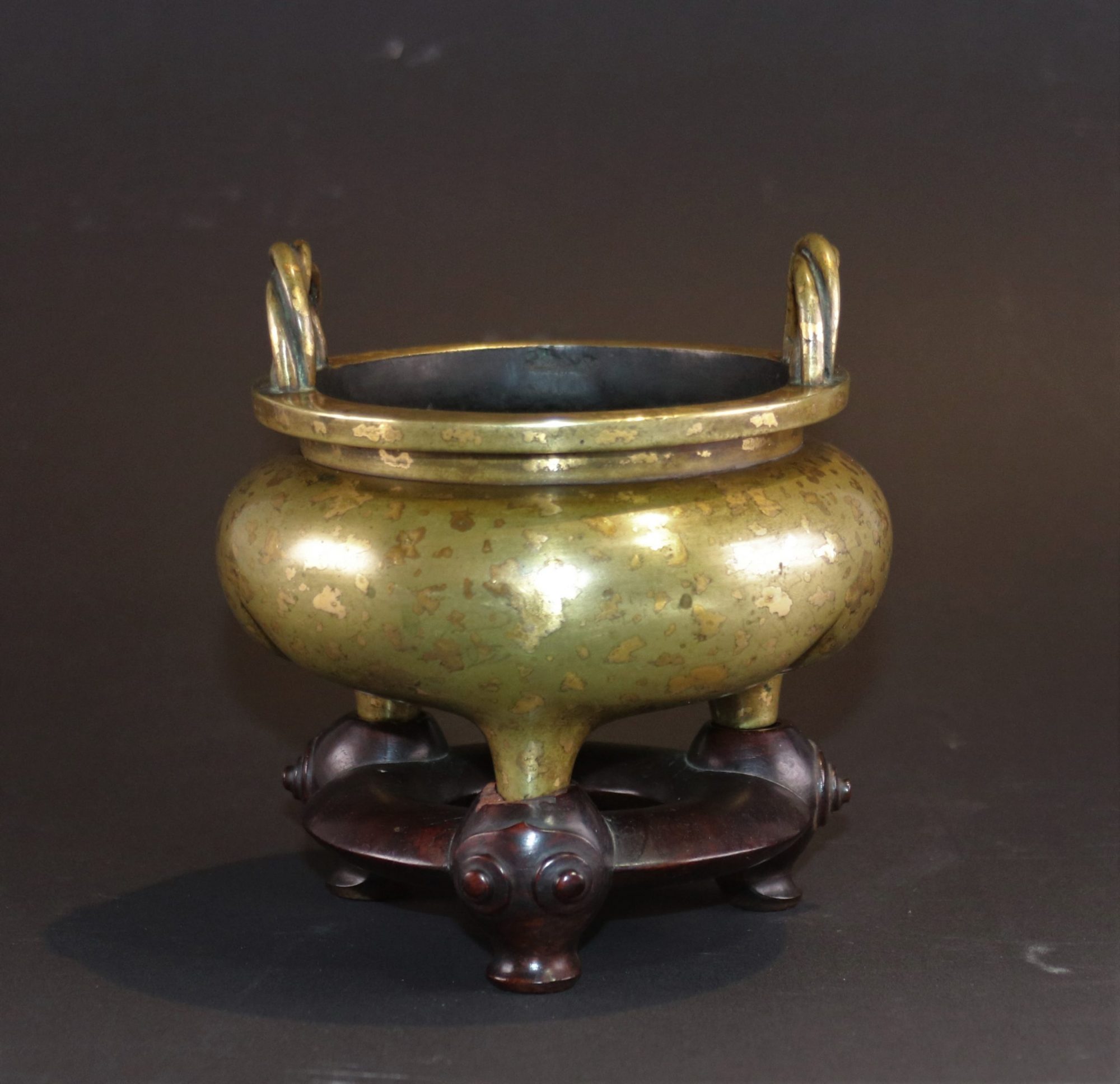 A Chinese Bronze Censer with Rope Handle and Gold Splash - 17th Century ...